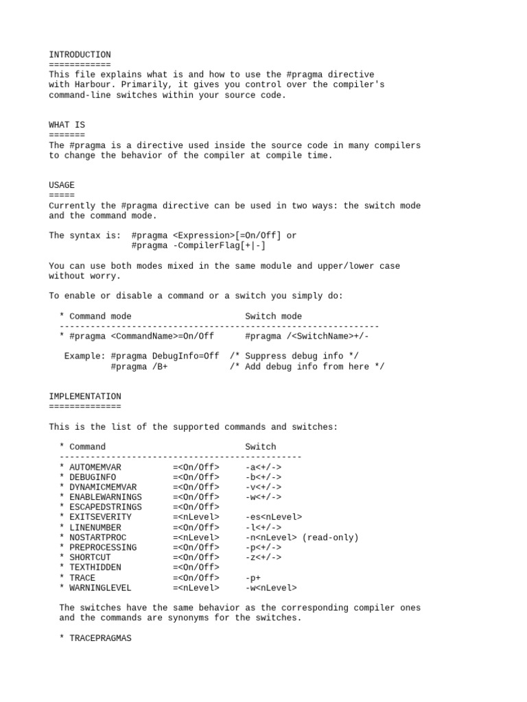 pragma | PDF | Compiler | Command Line Interface