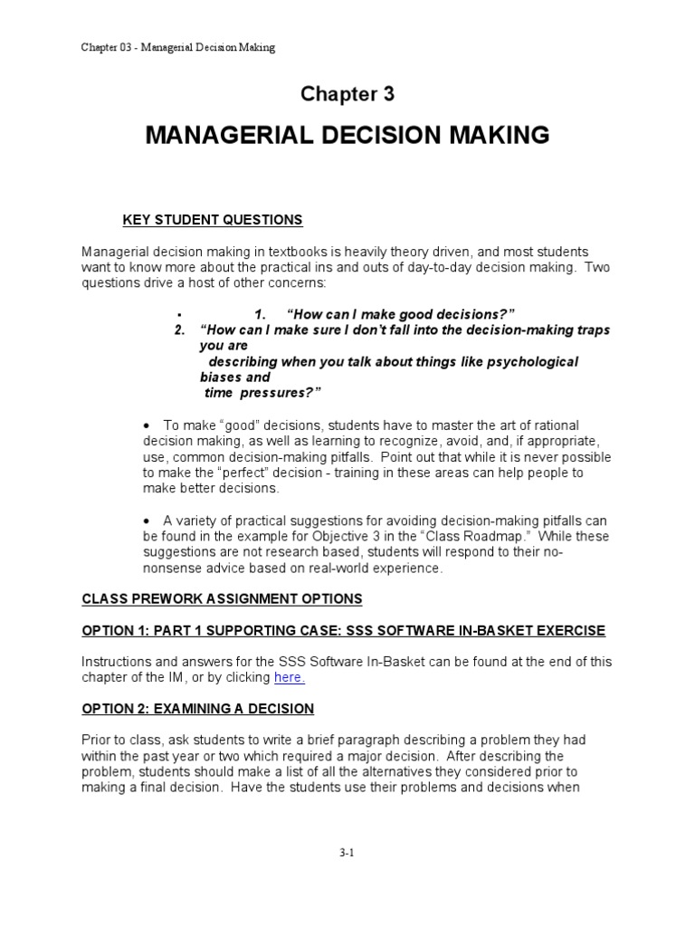 Chapter 3 Managerial Decision Making | PDF | Decision Making | Group ...