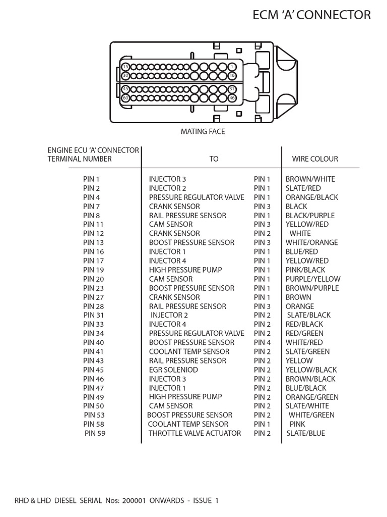 ECM Connections A CONNECTOR | PDF | Fuel Injection | Throttle