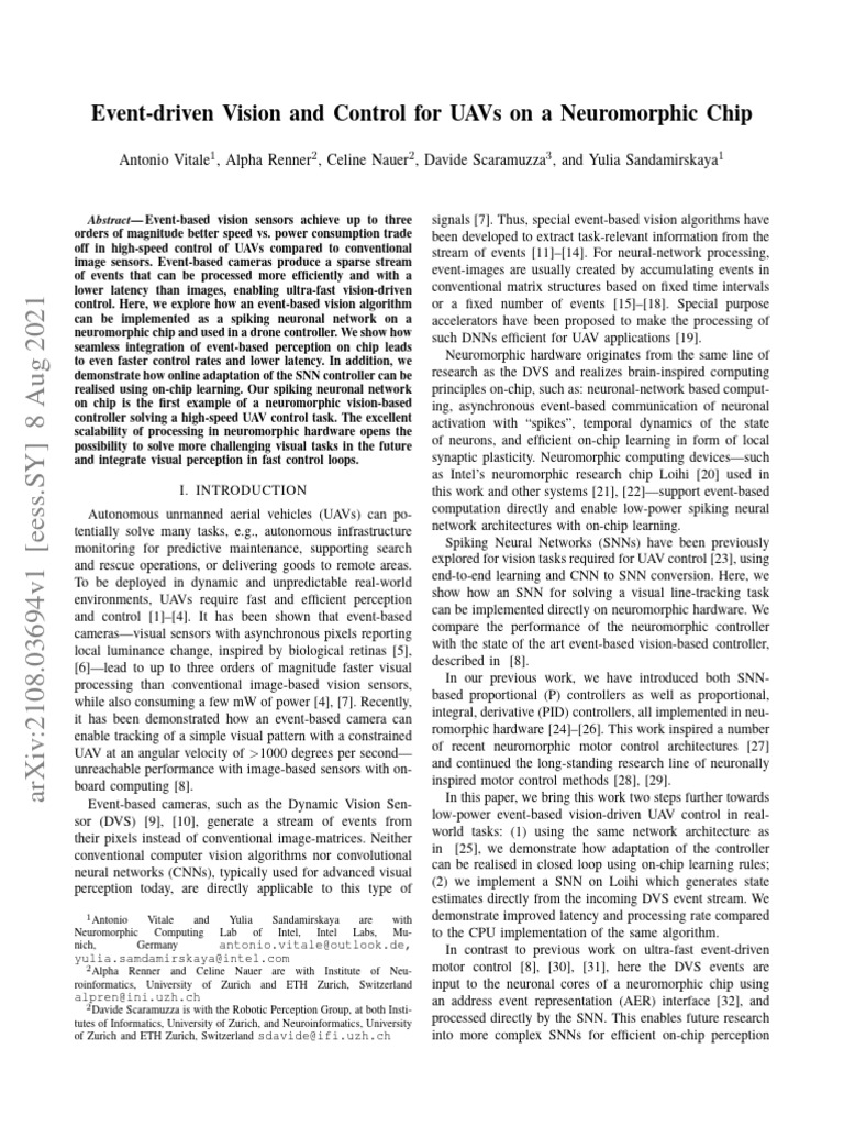 Event-Driven Vision and Control For Uavs On A Neuromorphic Chip | PDF | Computer Vision | Computing