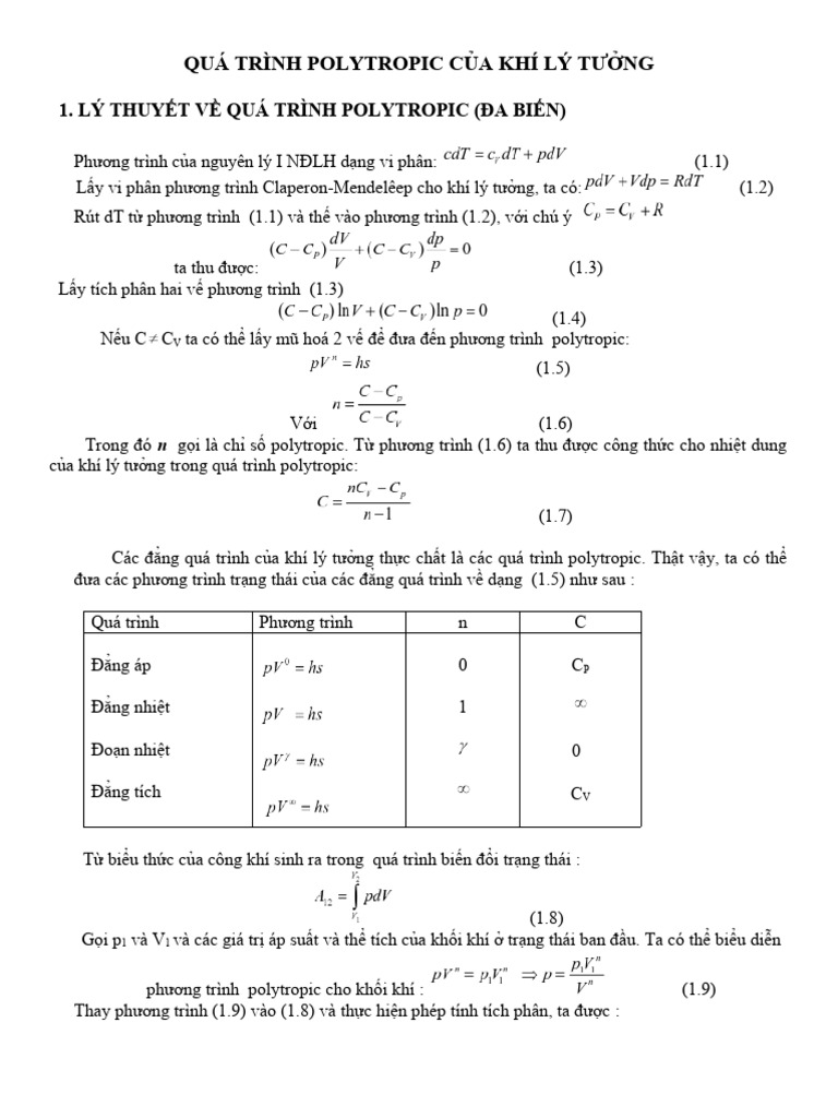 Quá Trình Polytropic C A Khí Lý Tư NG | PDF