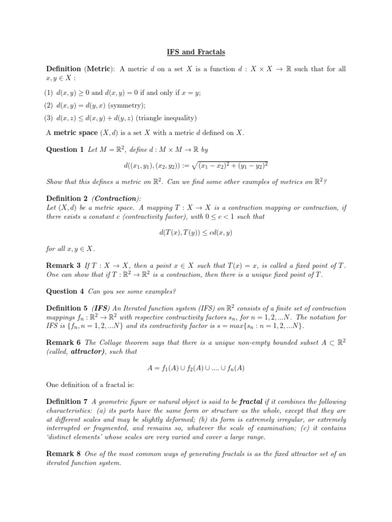 IFS and Fractals | PDF | Mathematical Objects | Metric Geometry