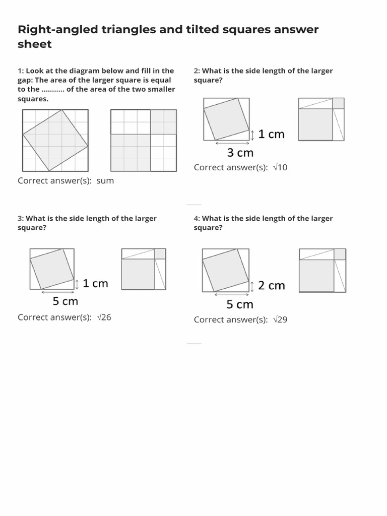 Right Angled Triangles and Tilted Squares c9hp4r Exit Quiz Answers | PDF