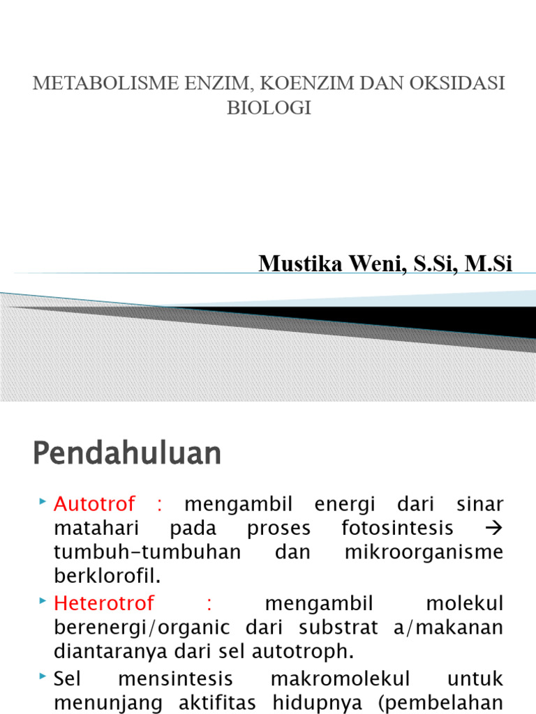 Metabolisme Enzim, Koenzim Dan Oksidasi Biologi (6 Agustus 2024) | PDF