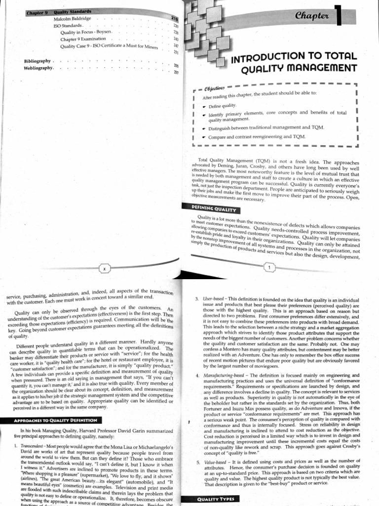 TQM - Chapter 1 | PDF