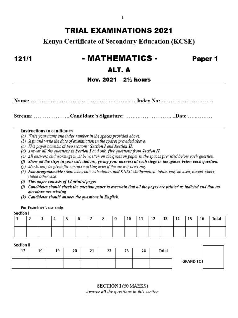 121 Mathematics P1 QS 1 | PDF | Shilling | Money