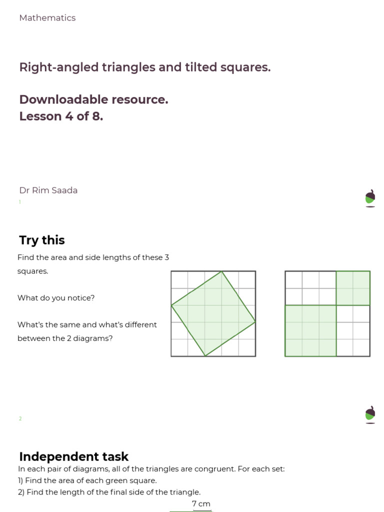 Right Angled Triangles and Tilted Squares c9hp4r Worksheet PDF | PDF | Teaching Methods ...