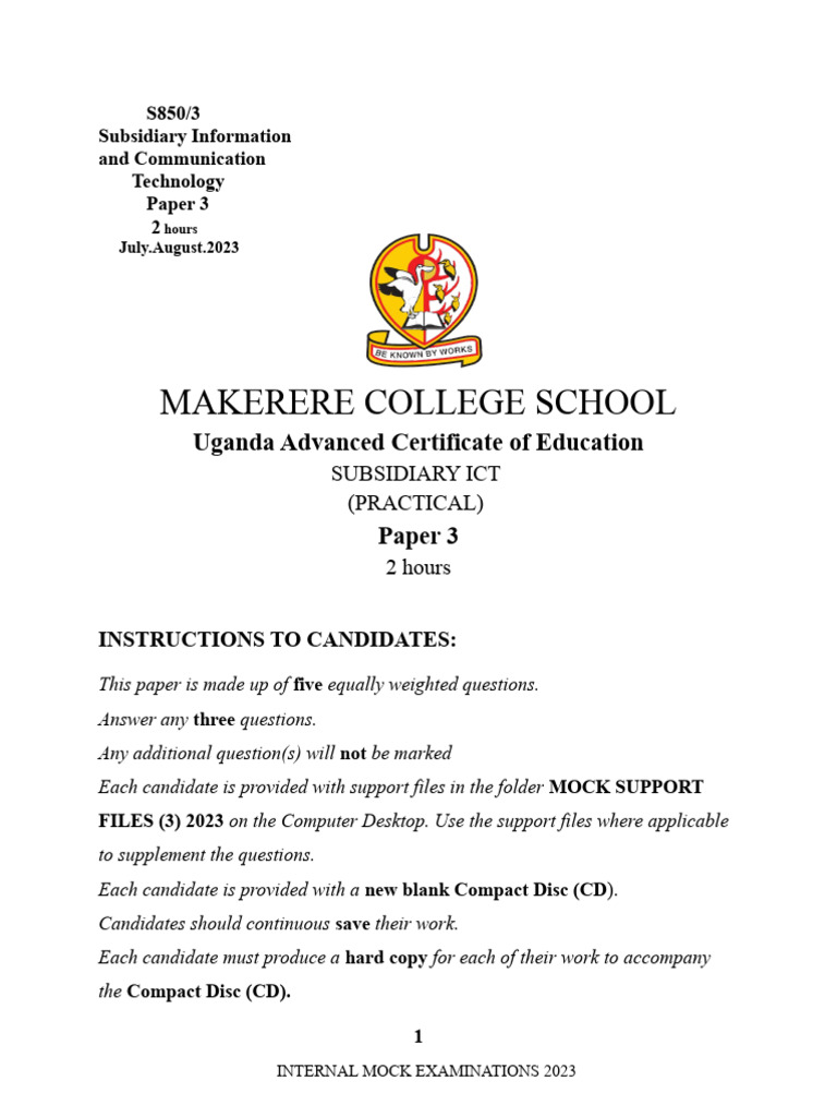 Mock Subsidiary ICT S850. 3 Practical 2023 | PDF | Computer File ...