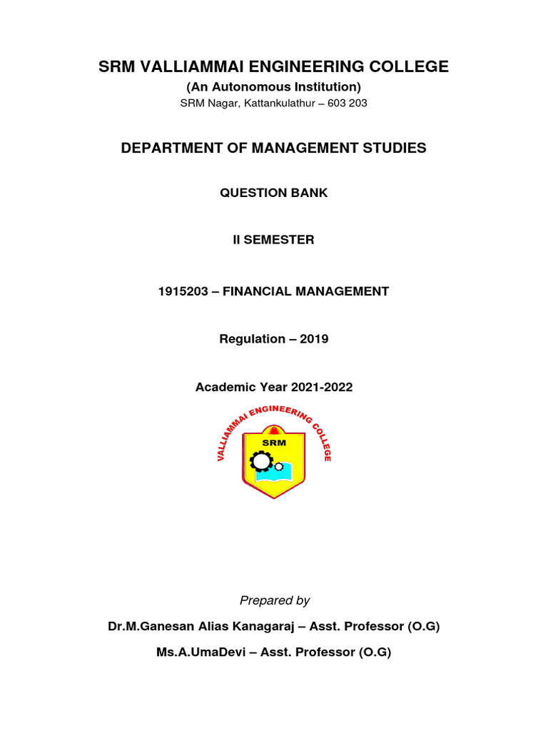 Financial Management | PDF | Capital Budgeting | Cost Of Capital