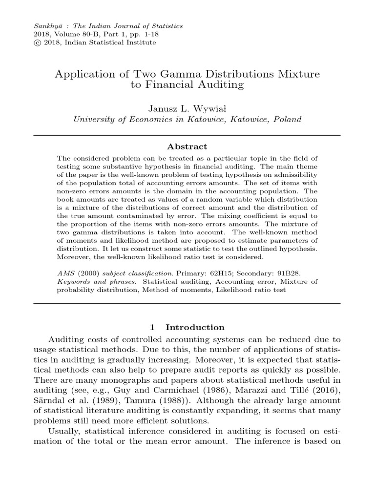 Application of Two Gamma Distributions Mixture To Financial Auditing ...