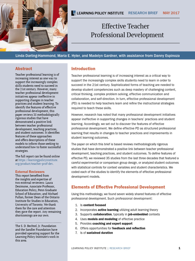 2017 Effective Teacher Development | PDF | Teachers | Learning