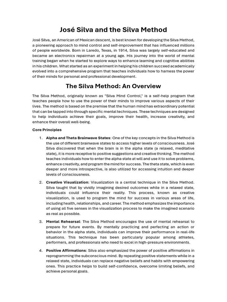 José Silva and The Silva Method | PDF | Mind | Creativity