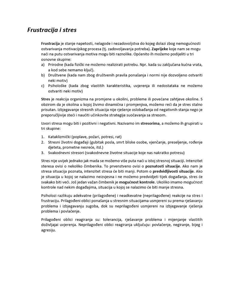 Frustracija I Stres | PDF