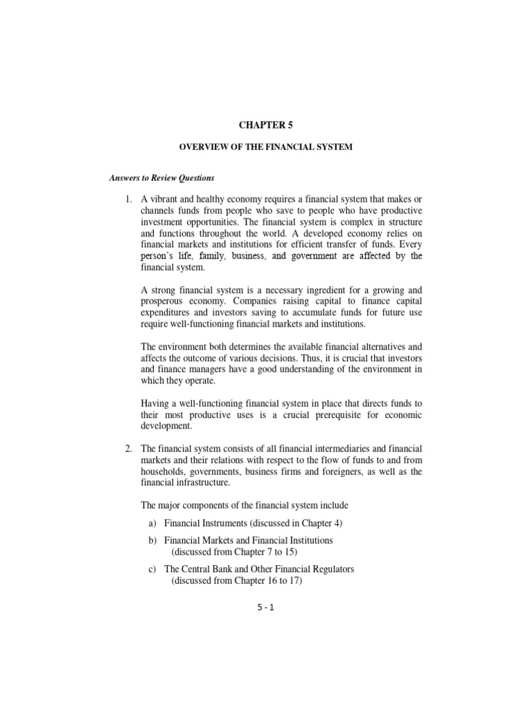 Chapter 5 - Overview of The Financial System | PDF | Financial Markets | Financial System