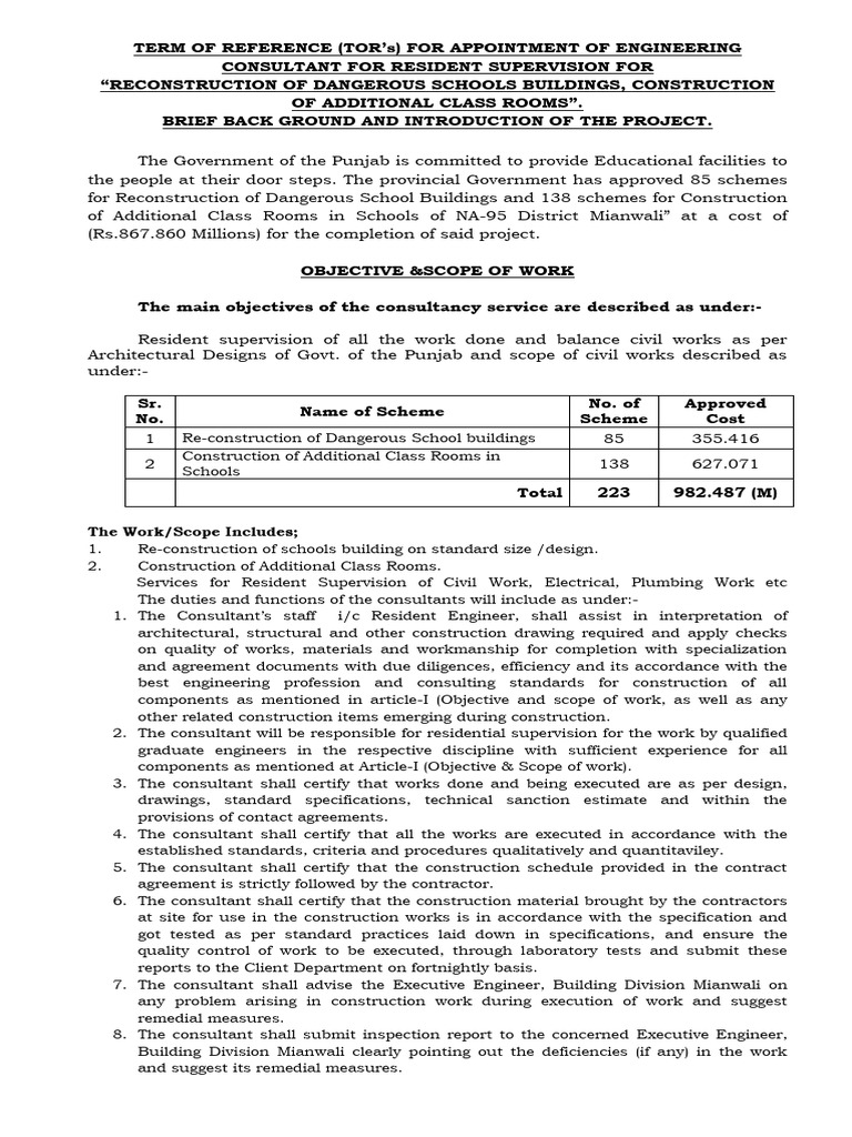 TERM OF REFERENCE 2021-22 Final | PDF | Consultant | Specification ...