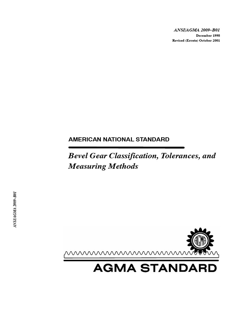 ANSI-AGMA-2009-B01 - Bevel Gear Classification, Tolerances, and ...