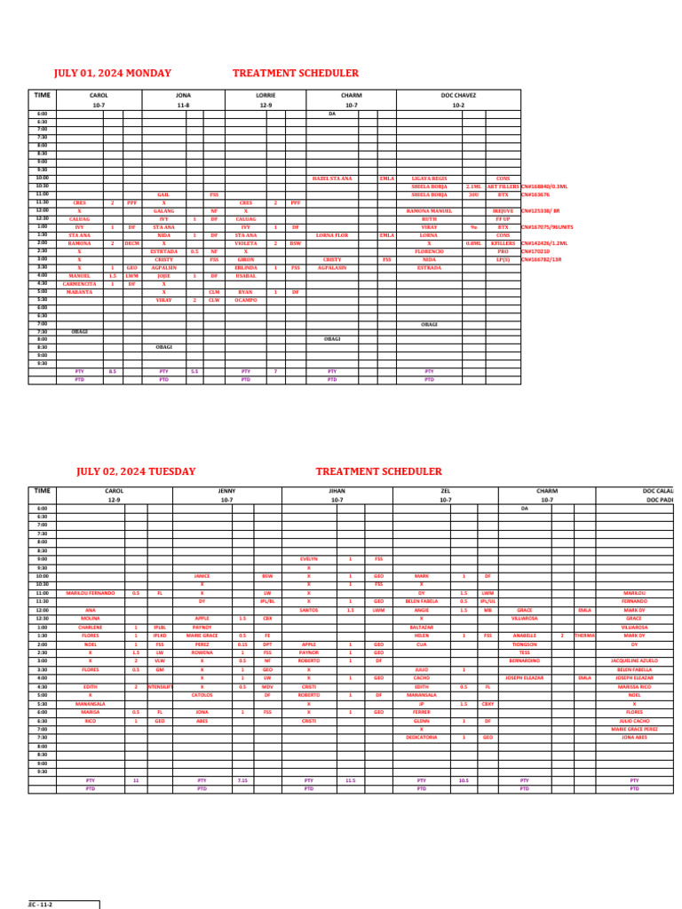 July Scheduler 2024 | PDF