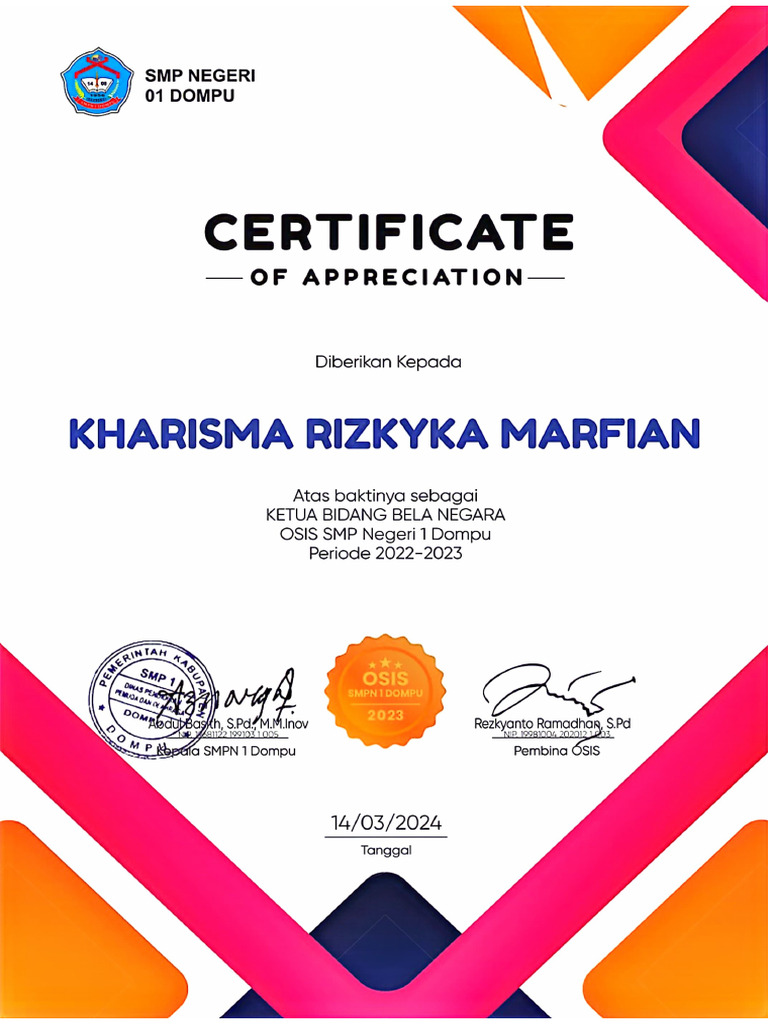 Sertifikat Osis Pdf