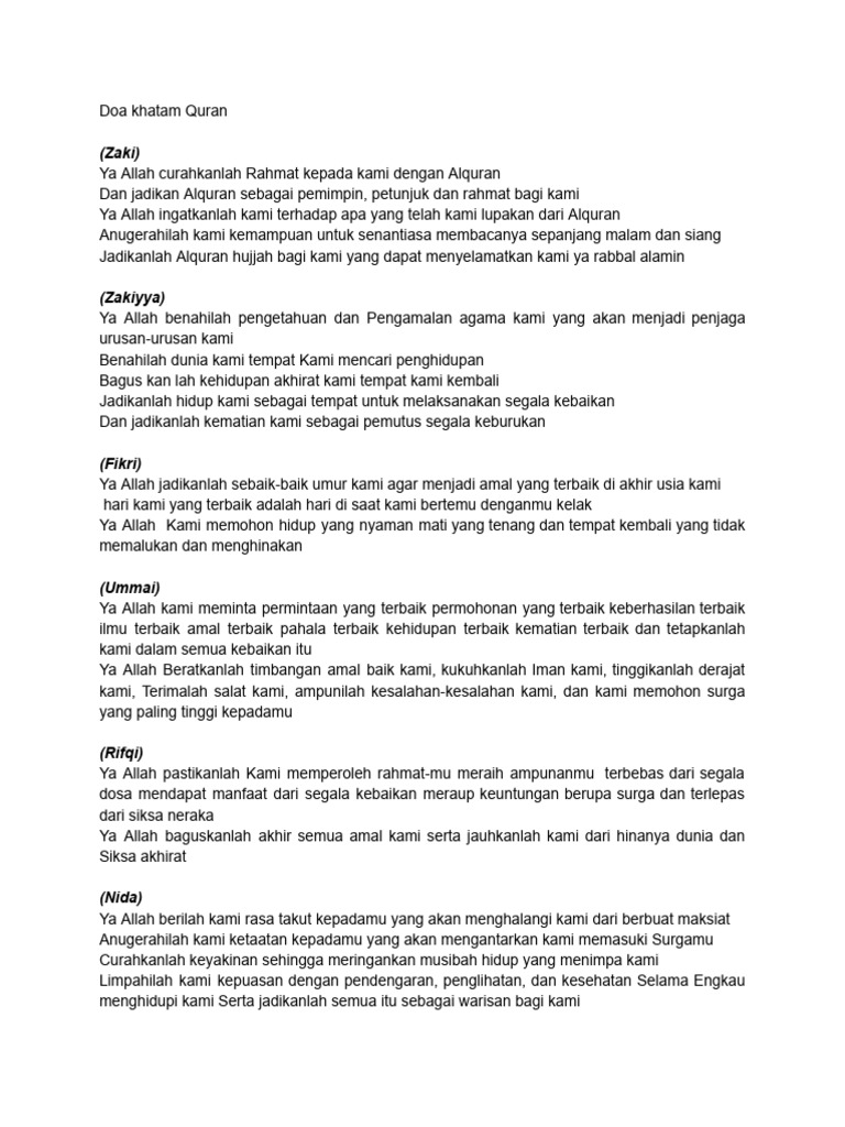 Doa Khatam Quran | PDF