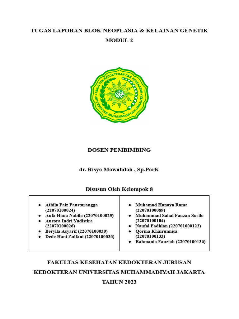 Laporan Modul 2 Blok Neoplasia & Kelainan Genetika Kel. 8 | PDF