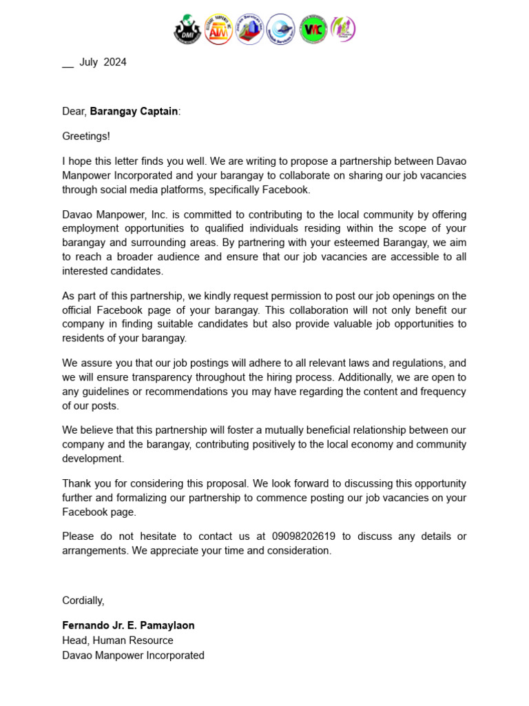 Letter of Intent For Partnership | PDF