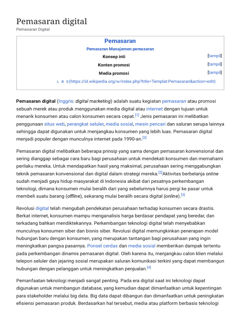 Pemasaran Digital - Wikipedia Bahasa Indonesia, Ensiklopedia Bebas | PDF