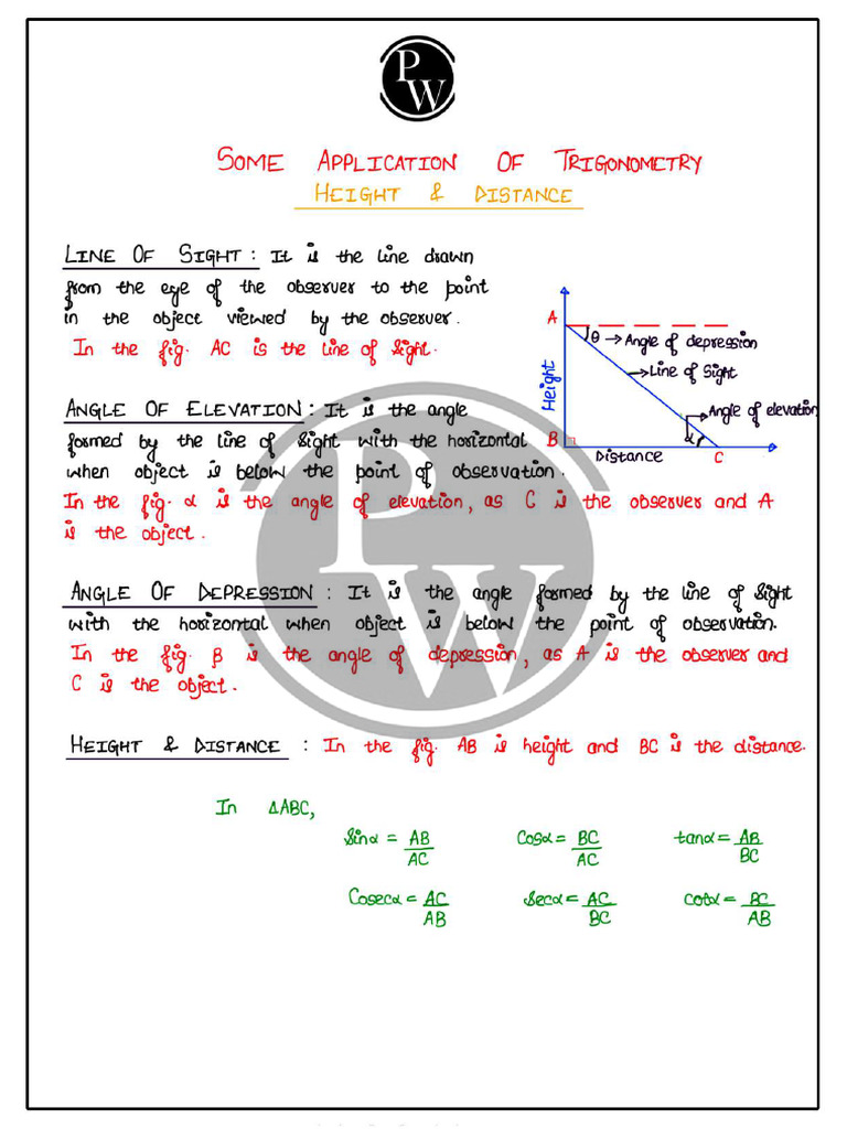 Some Application of Trigonometry (1) - Watermarked | PDF