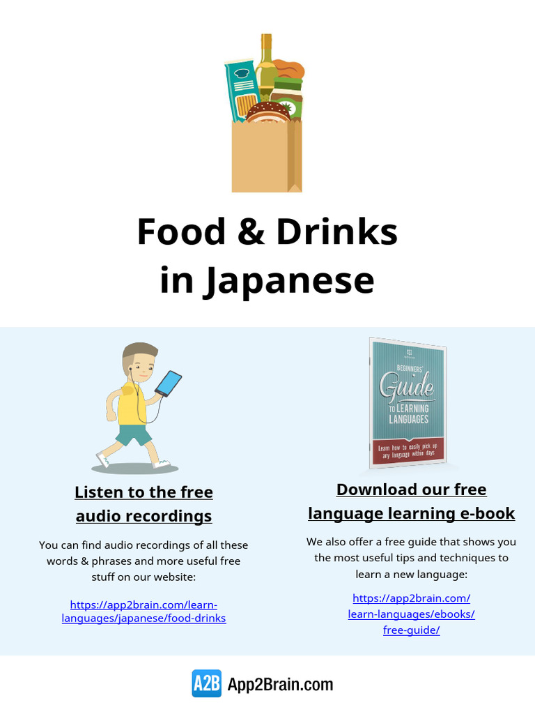 App2brain Cheat Sheet Japanese Food Drinks | PDF | Drink | Foods