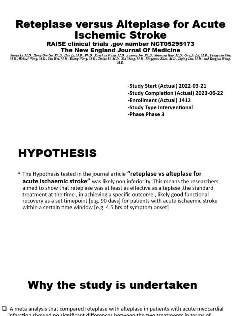 Reteplase Versus Alteplase For Acute Ischemic Stroke | PDF | Stroke ...