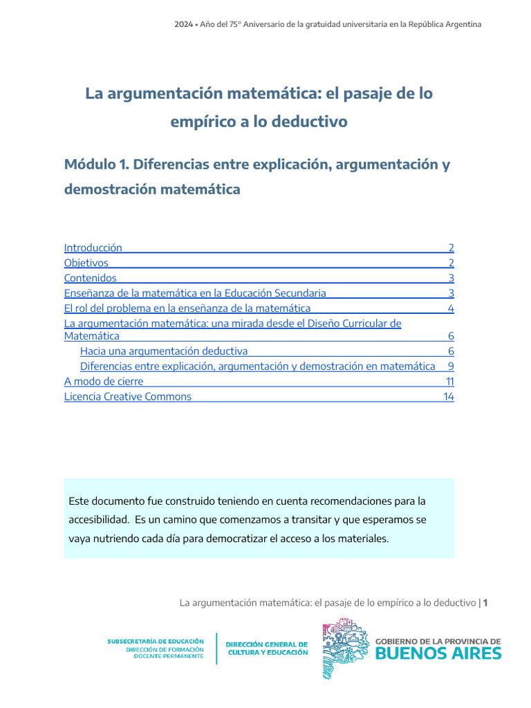 Curso " La Argumentación Matemática: El Pasaje de Lo Empírico A Lo Deductivo" Modulo 1 | PDF ...