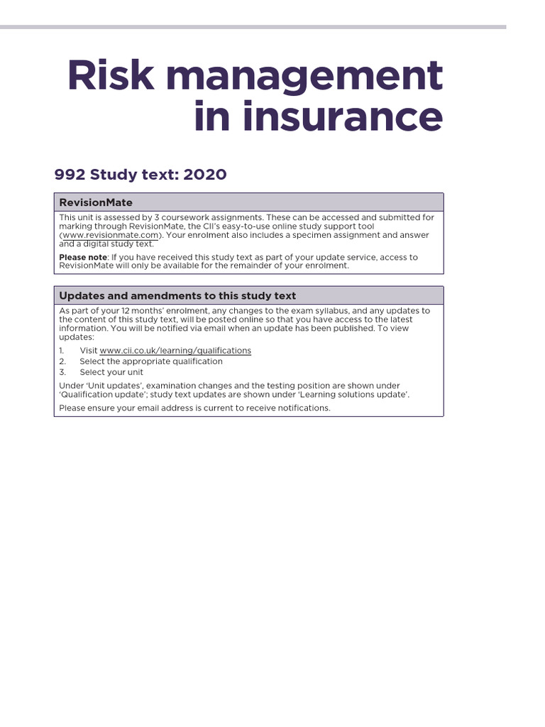 CII Risk Mgt. in Insurance | PDF | Risk Management | Risk