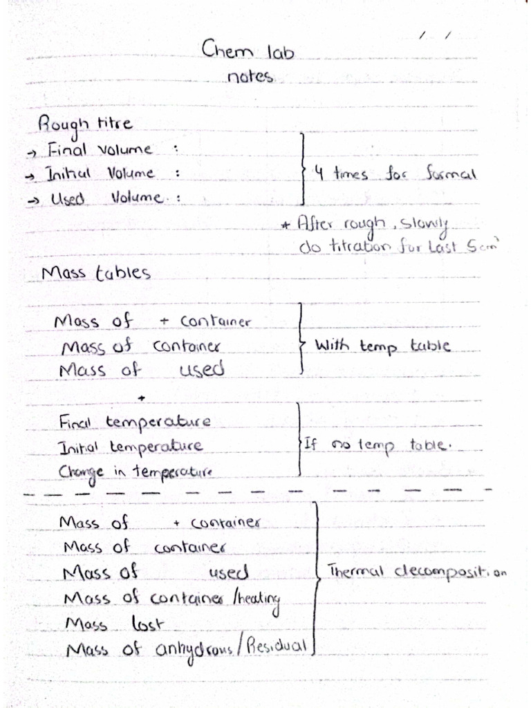 Chem Lab Notes | PDF