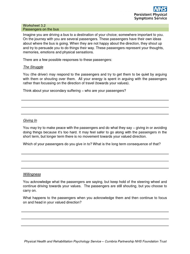 Passengers on the Bus Metaphor Worksheet | PDF