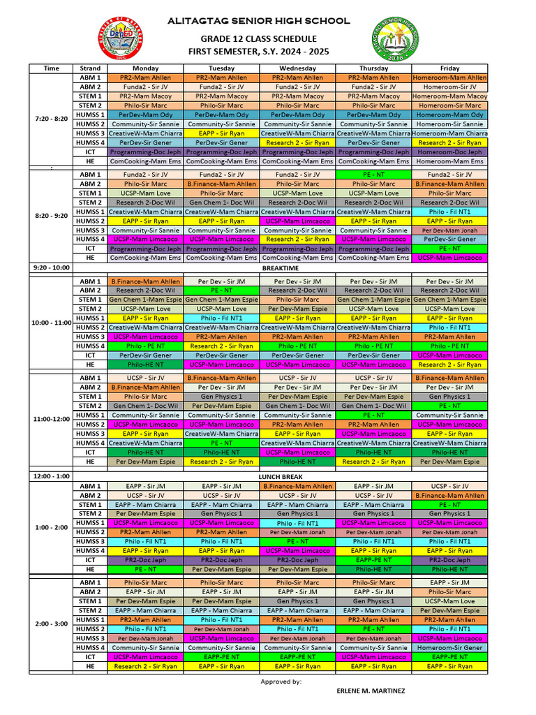 SKED-2024-2025 First Sem GRADE 12 | PDF