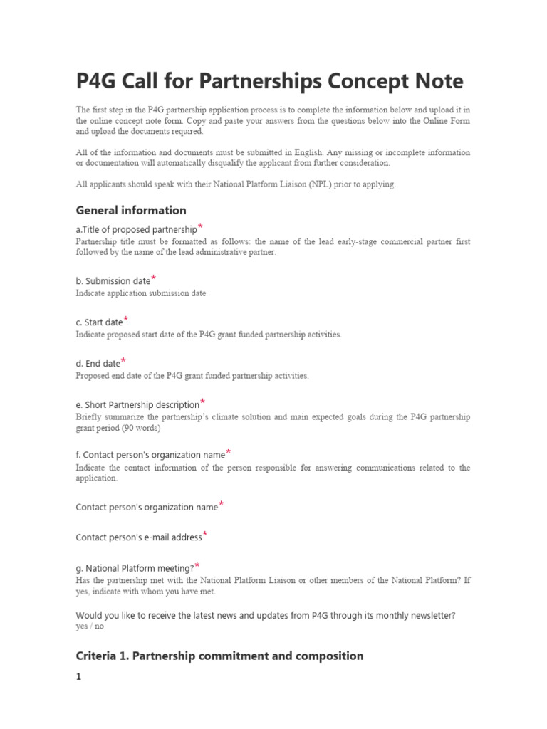 P4G Partnership Application Guide | PDF | Partnership | Business