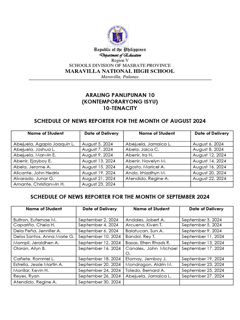 News Reporter Schedule | PDF | Travel | Art
