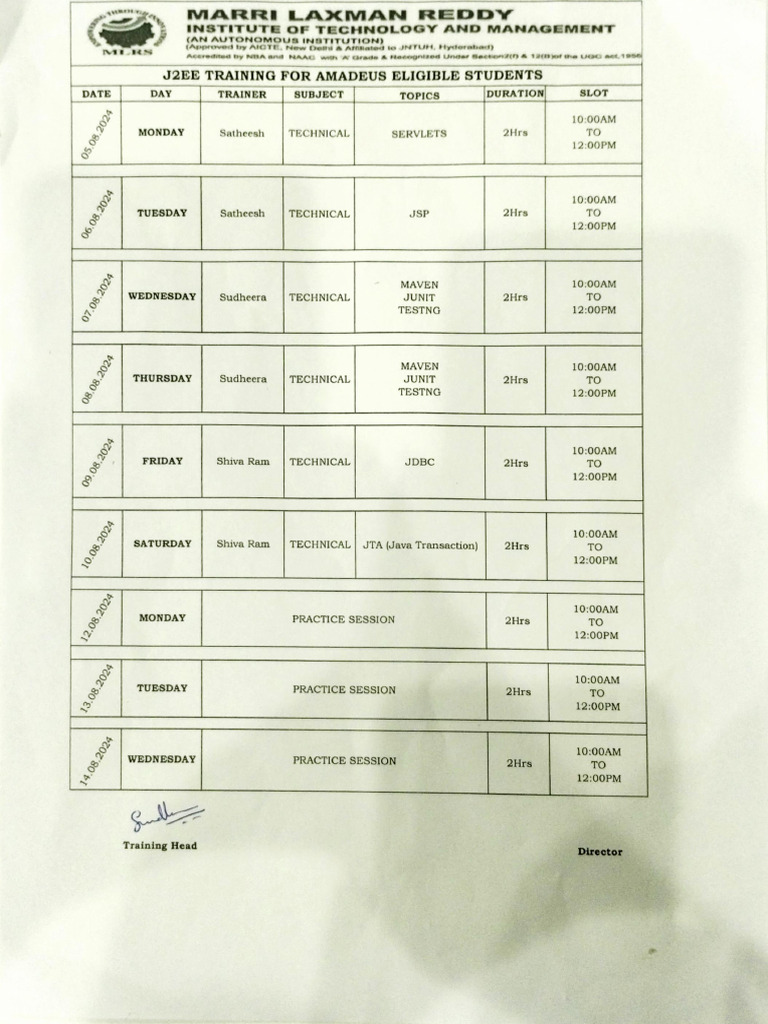Amadeus Training Schedule | PDF