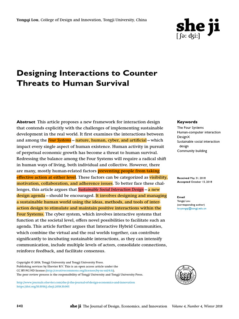 Lou - 2018 - Designing Interactions To Counter Threats To Human | PDF