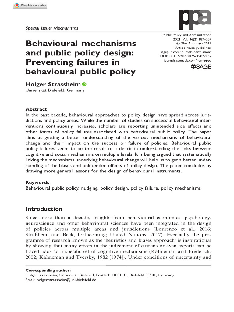 Understanding Behavioral Policy Failures | PDF | Heuristic | Behavioral ...