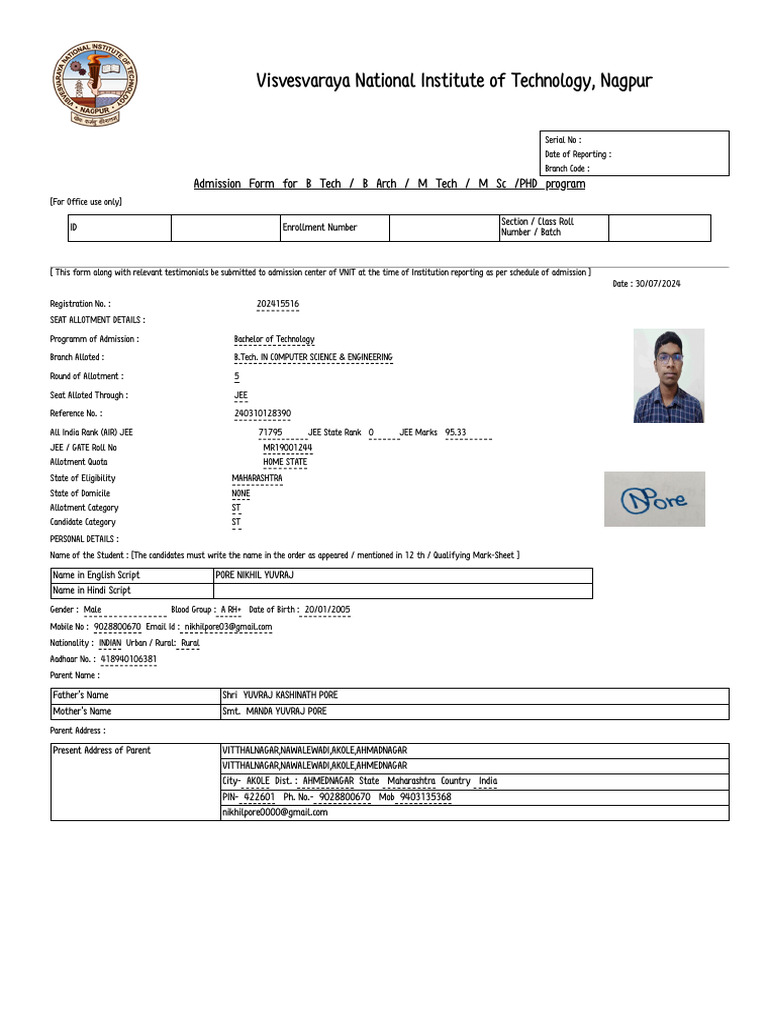 Visvesvaraya National Institute of Technology | PDF