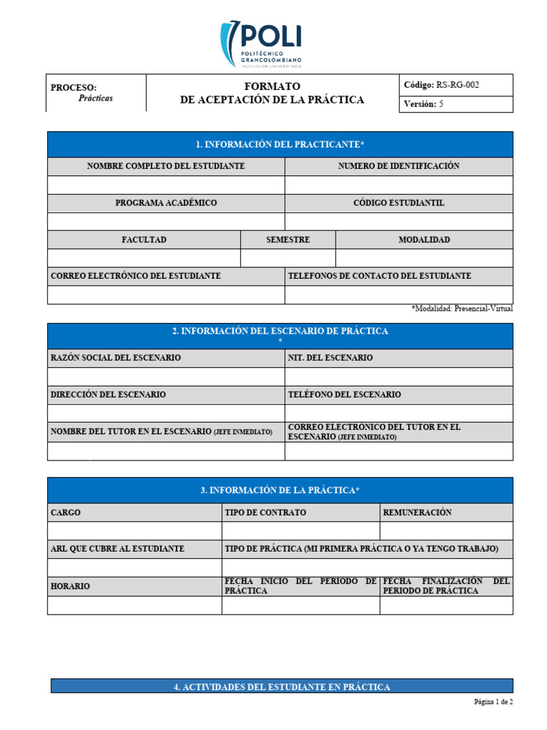 Formato de Aceptación de Prácticas | PDF