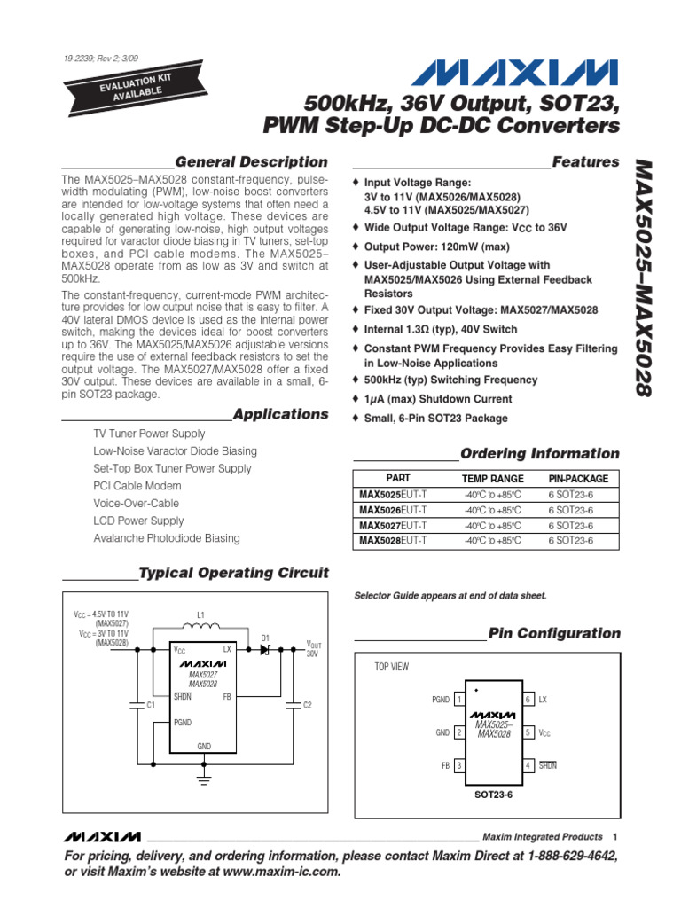 MAX5026EUT T Maxim Integrated Products | PDF | Power Supply | Electrical Circuits