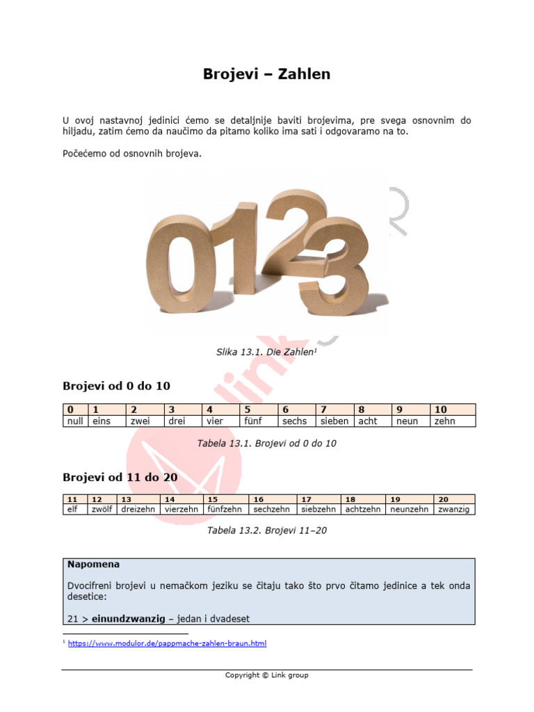 2.7 Brojevi – Zahlen | PDF