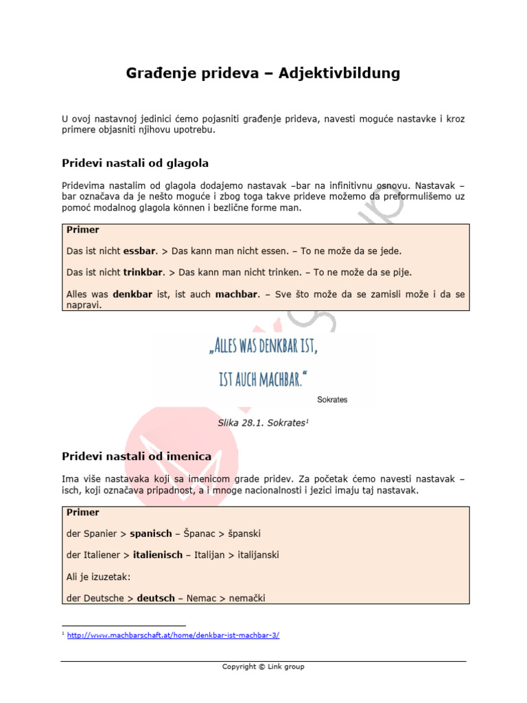 6.3 Građenje Prideva - Adjektivbildung | PDF