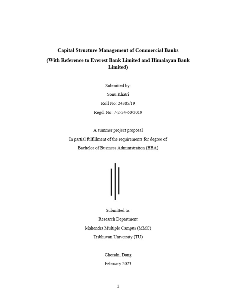 Sonu Banking Proposal | PDF | Capital Structure | Financial Capital