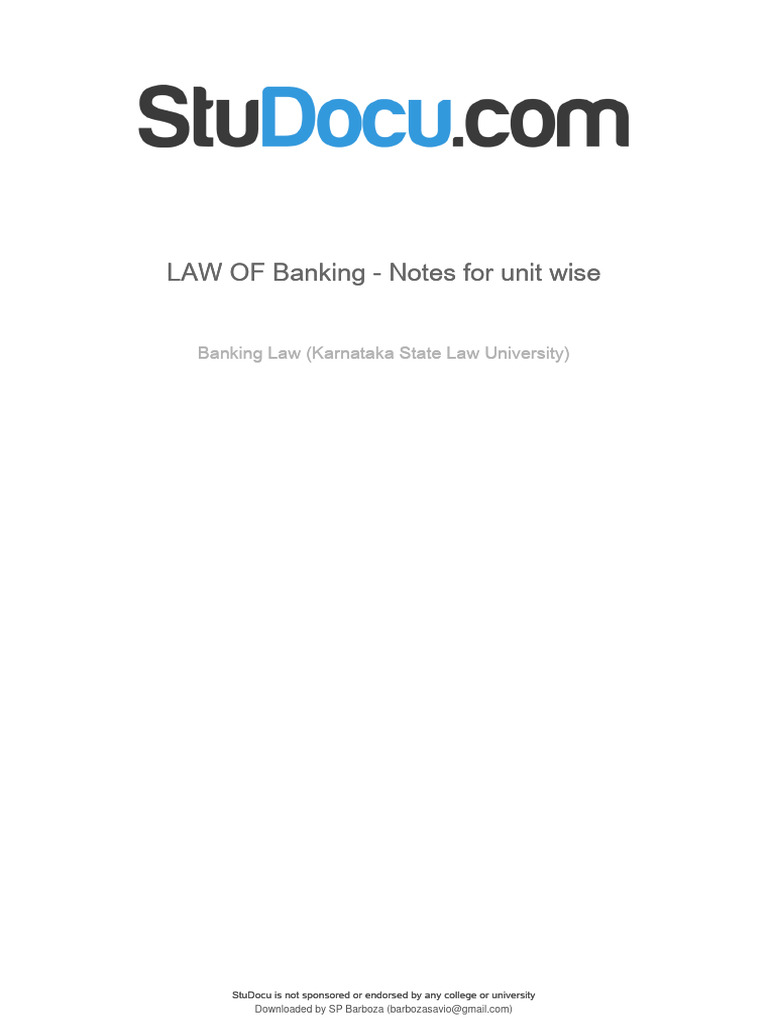 Law of Banking Notes For Unit Wise | PDF | Banks | Cheque