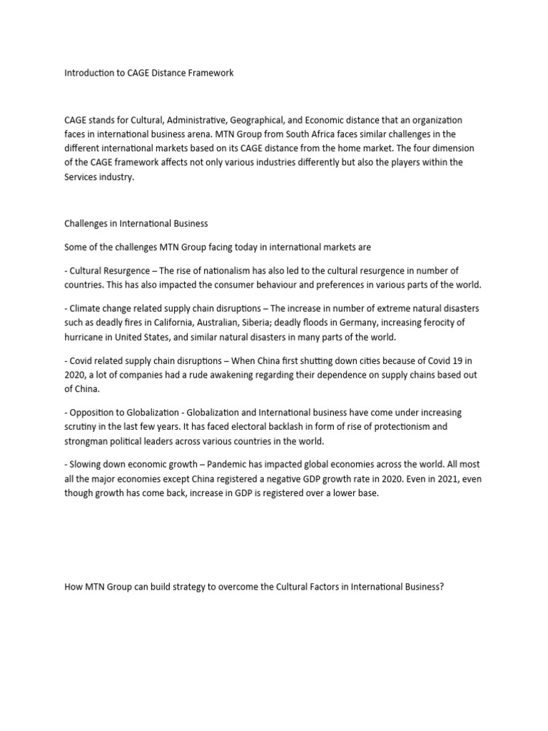 MTN Cage Matrix Analysis | PDF | Globalization | Market (Economics)