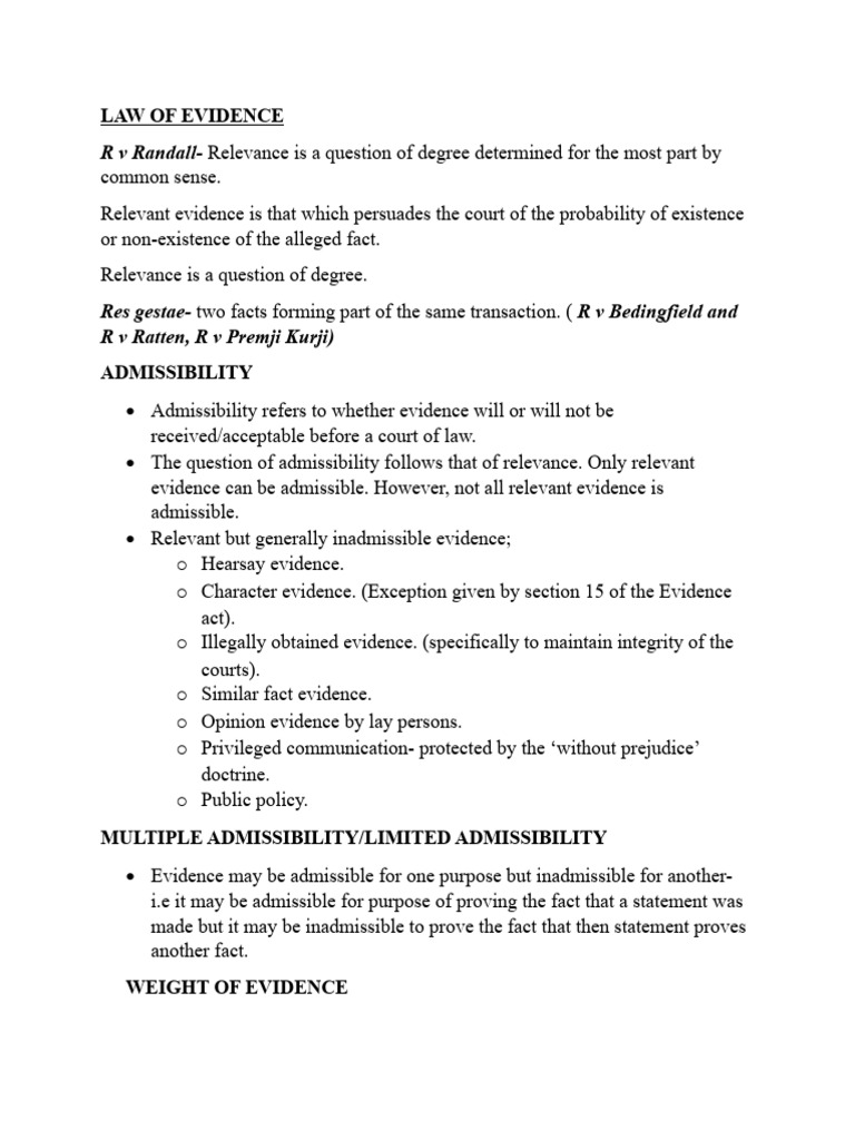 LAW OF EVIDENCE (Recovery) | PDF | Burden Of Proof (Law) | Evidence (Law)