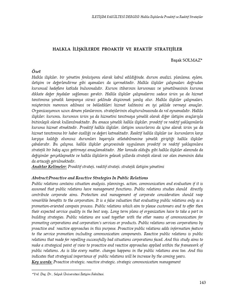 Halkla - L - +ŞK - Lerde Proakt - F Ve Reakt - F Stratej - Ler | PDF