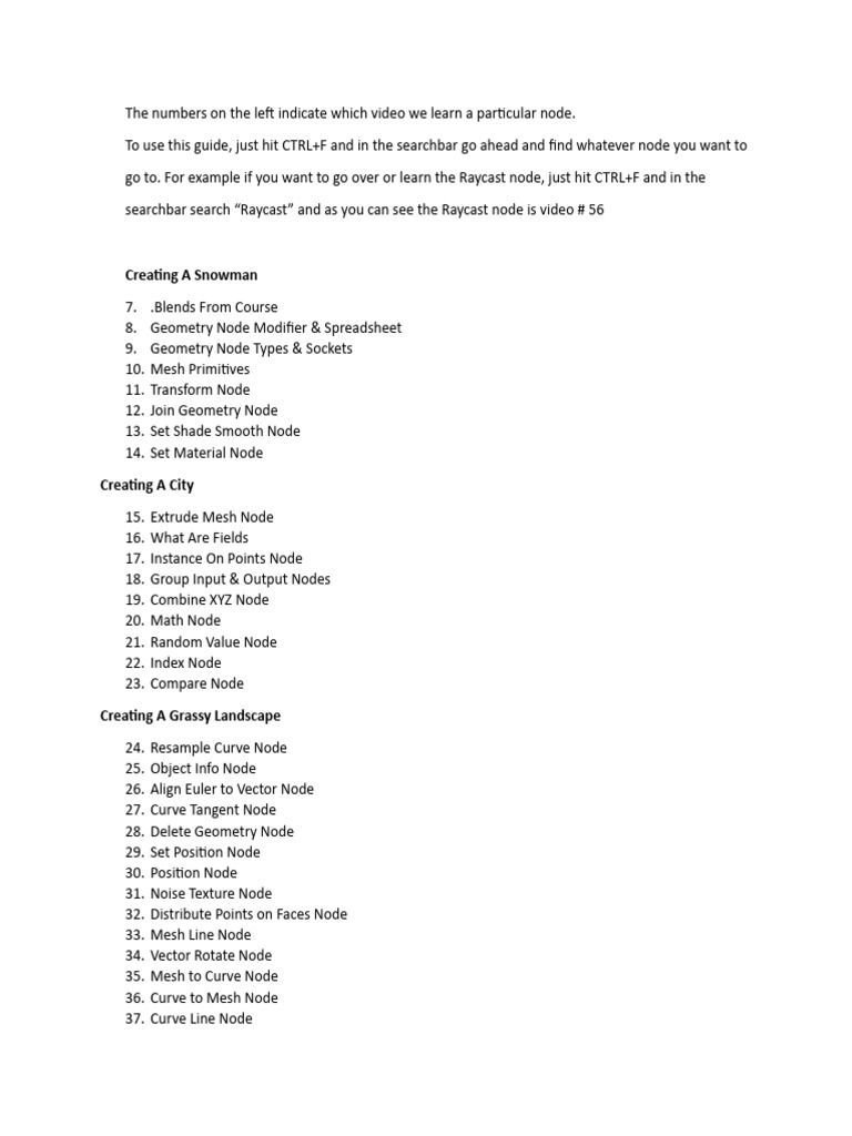 Geometry+Nodes+List | PDF | Vertex (Graph Theory) | Texture Mapping
